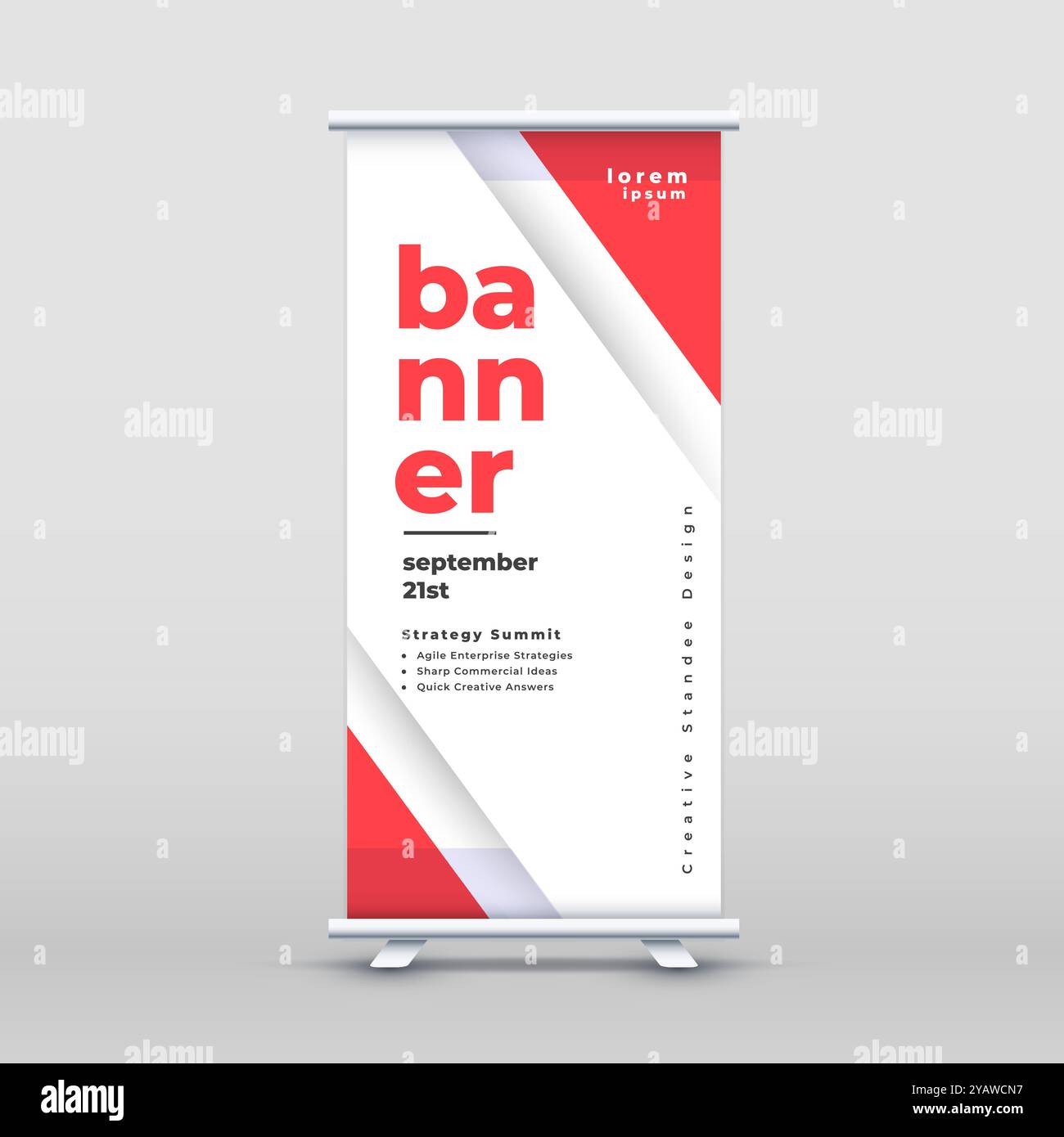 white and red roll up standee cover banner for company conferences ...