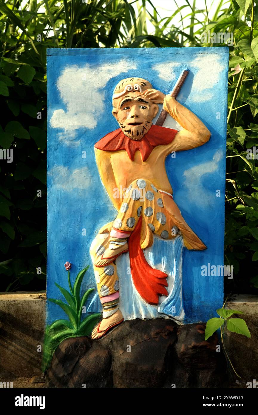 A relief of Sun Wukong at Pulo Kemaro (Kemaro island) temple complex—a ...