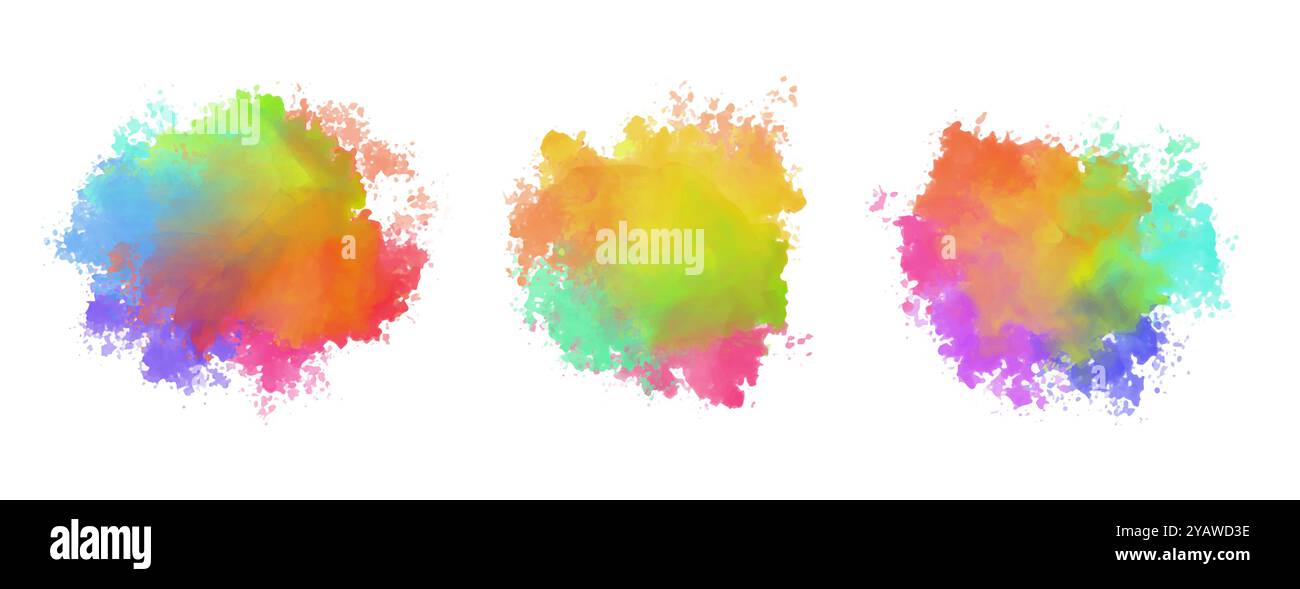 hand-painted watercolor stain textures background in set of three ...