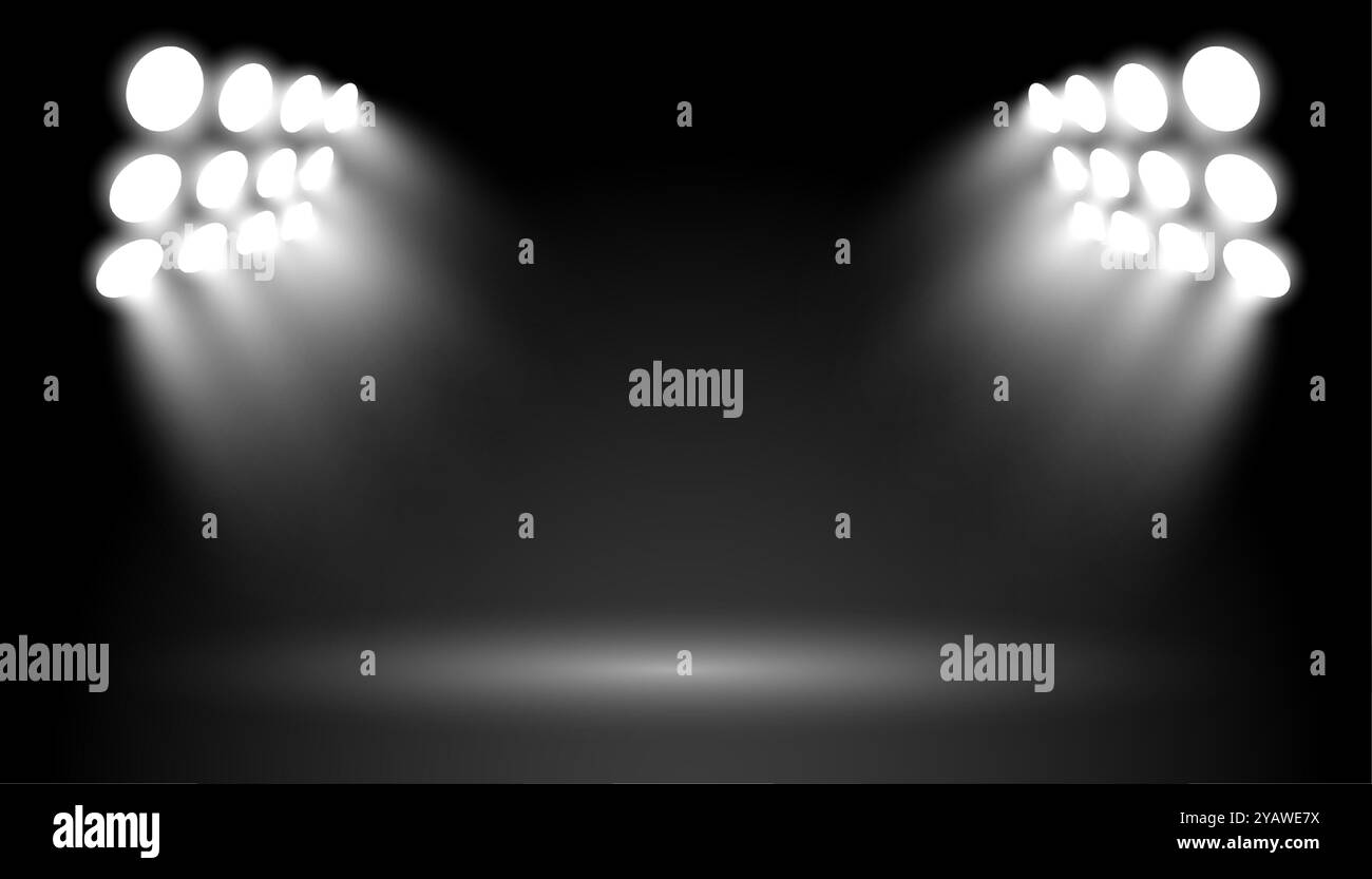 glowing studio focus light effect on dark background vector Stock ...