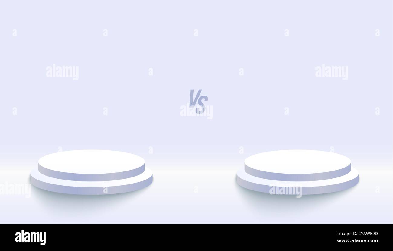 duel product comparison versus banner with 3d podium stand vector Stock ...
