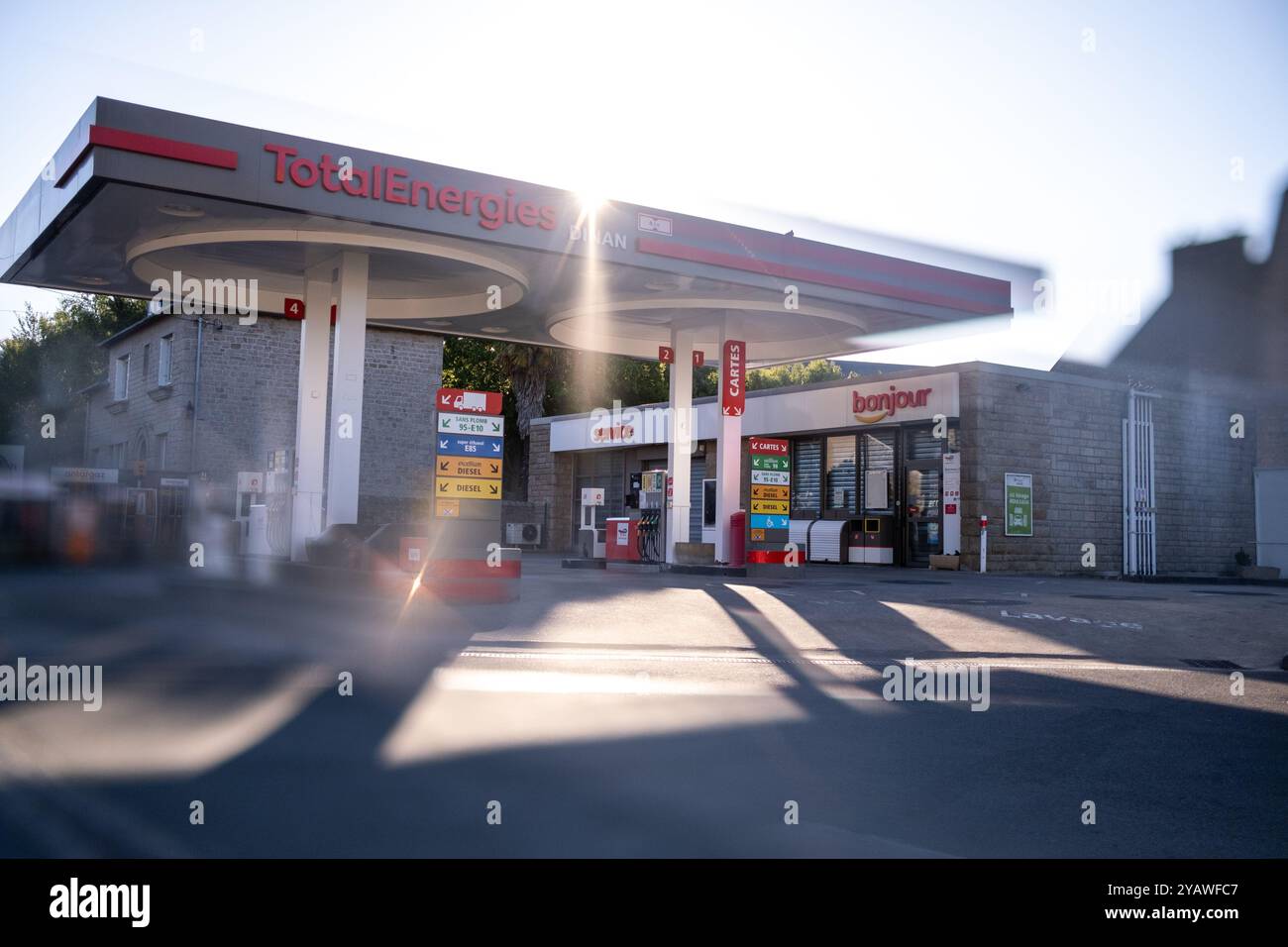A Total Energies petrol station in Dinan in the Cotes-D Armor ...
