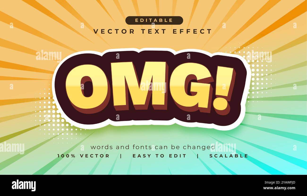 3d omg text effect in editable style vector Stock Vector Image & Art ...