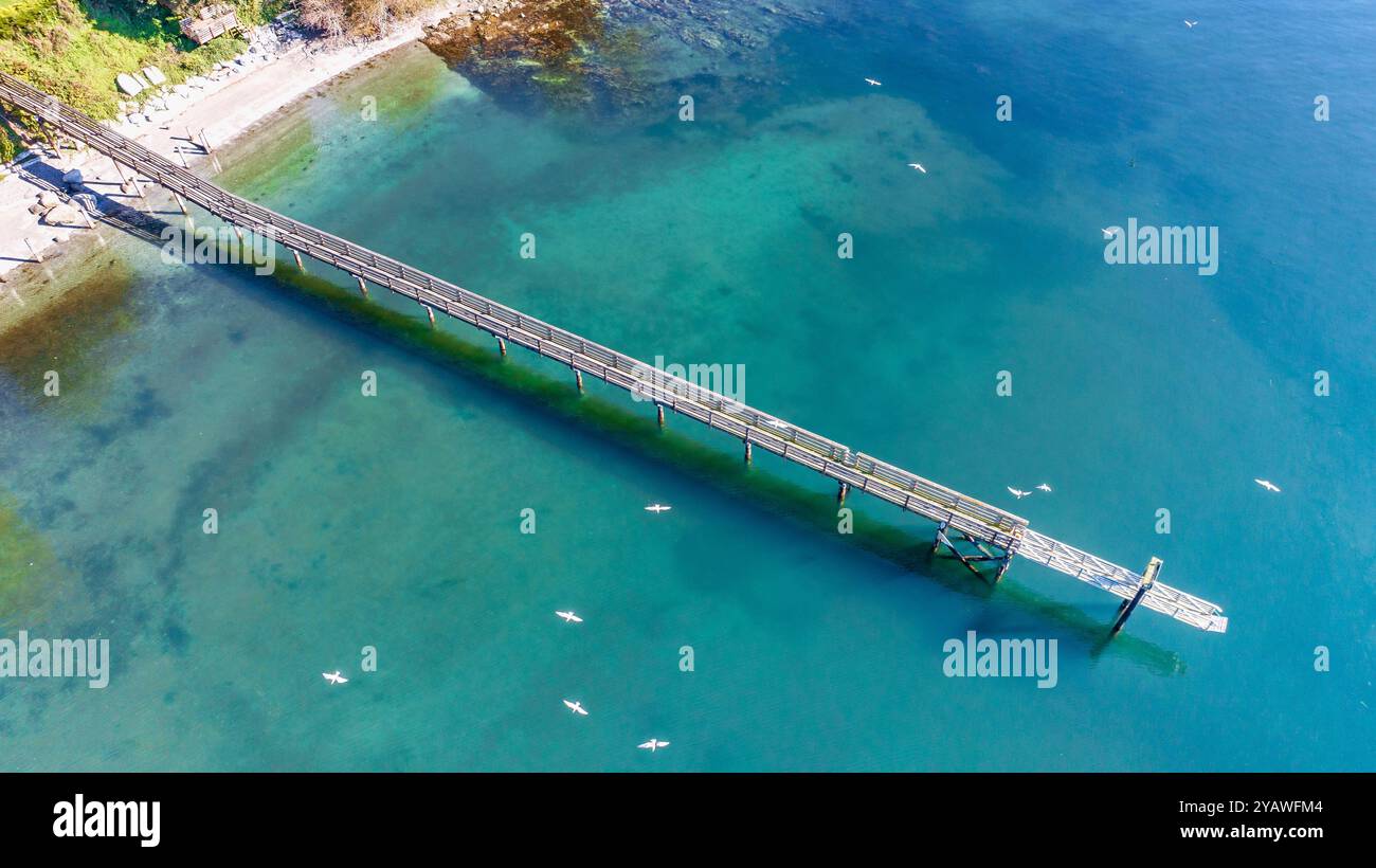 Aerial view of the pier at Olga on Orcas Island, Washington, USA Stock ...