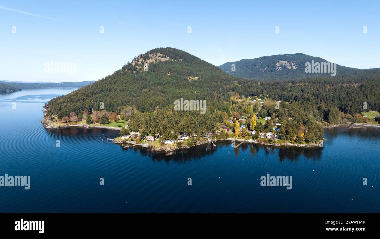 Aerial view of Olga, Orcas Island, Washington, USA Stock Photo - Alamy