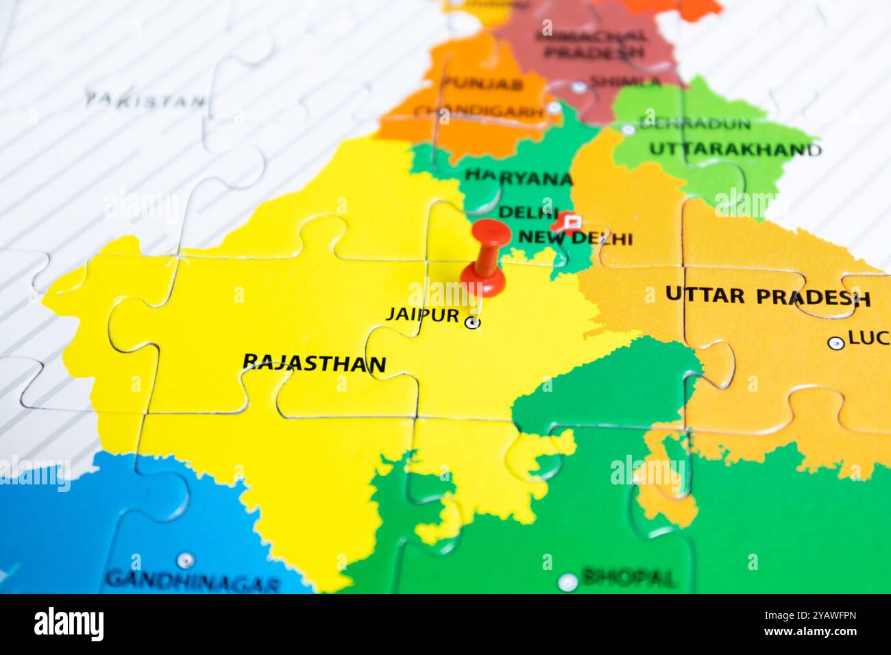 A map pin pointing Jaipur - the capital of Rajasthan on Indian map ...