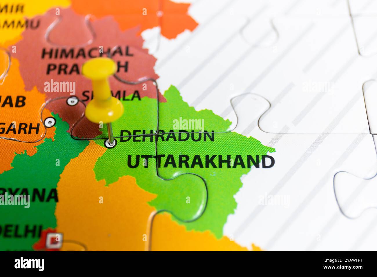 A map pin pointing Dehradun - the capital of Uttarakhand on Indian map ...