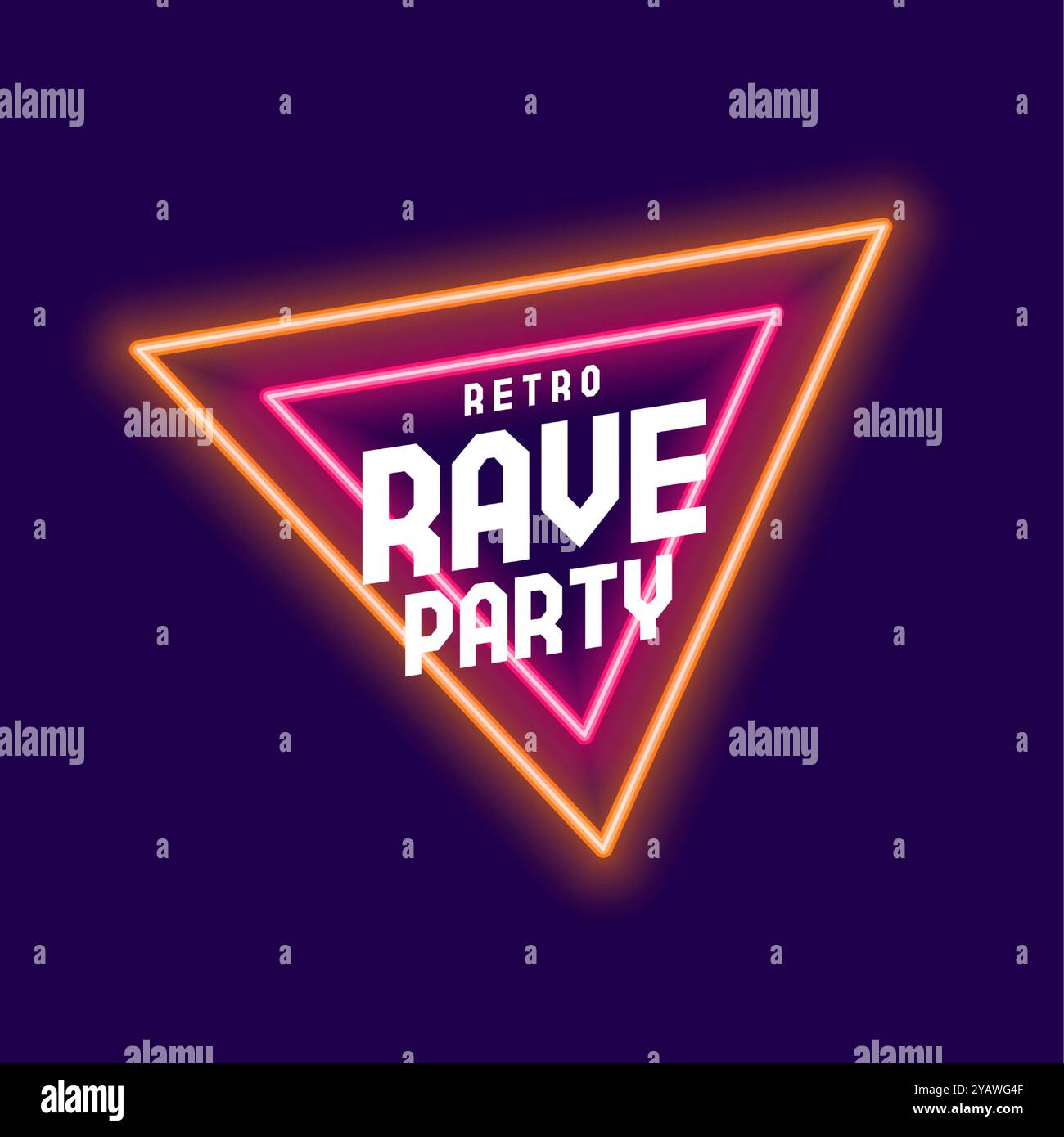 retro wave party modern background with glowing LED frame vector Stock ...