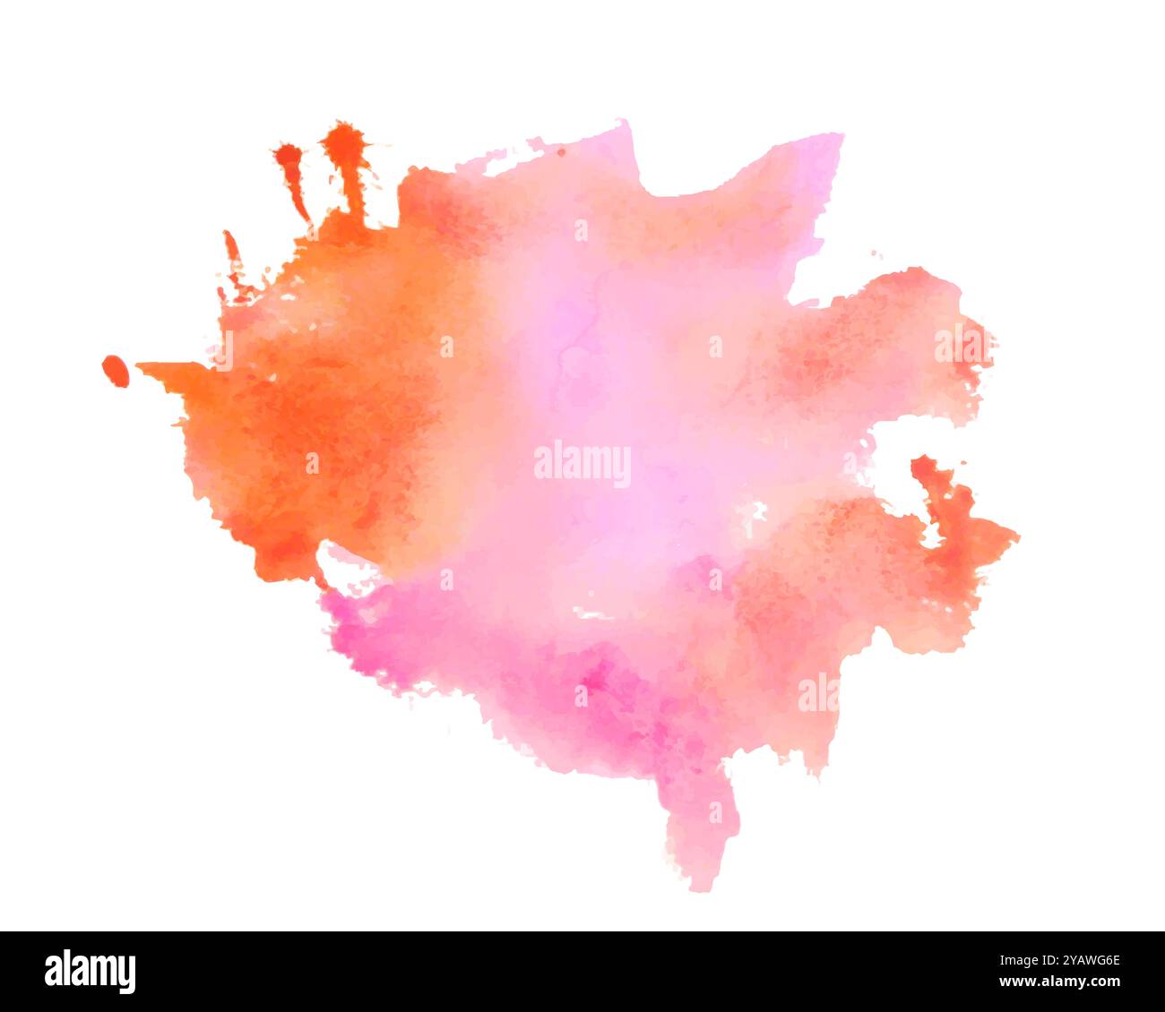hand painted pink and orange watercolor ink blot background vector ...