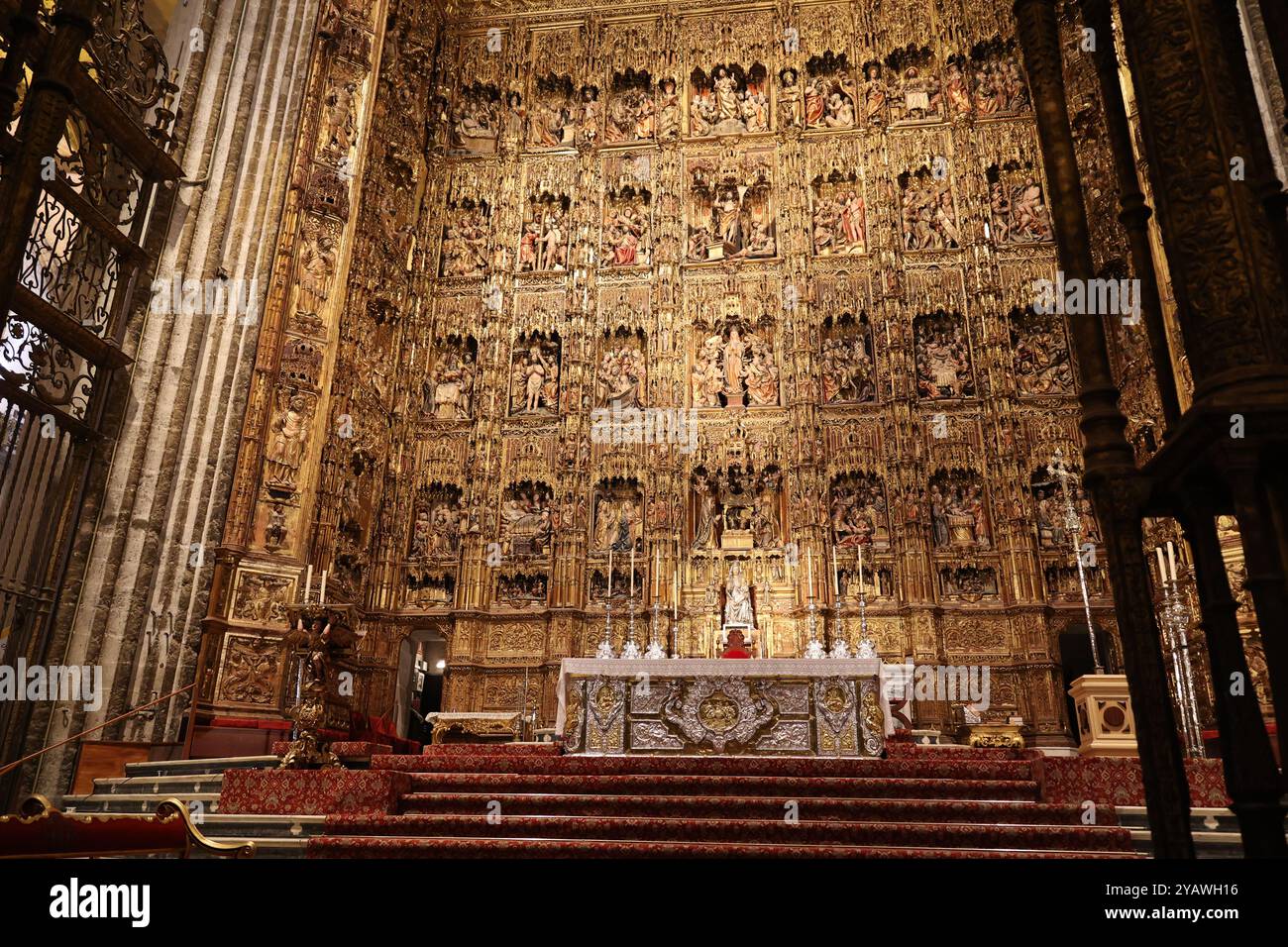 Cathedral of Seville-Detail of the high altar with retable-Capilla ...