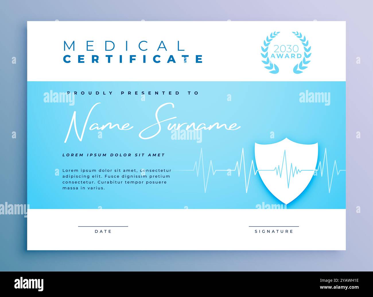 professional medical health certificate a paper of honor vector Stock ...