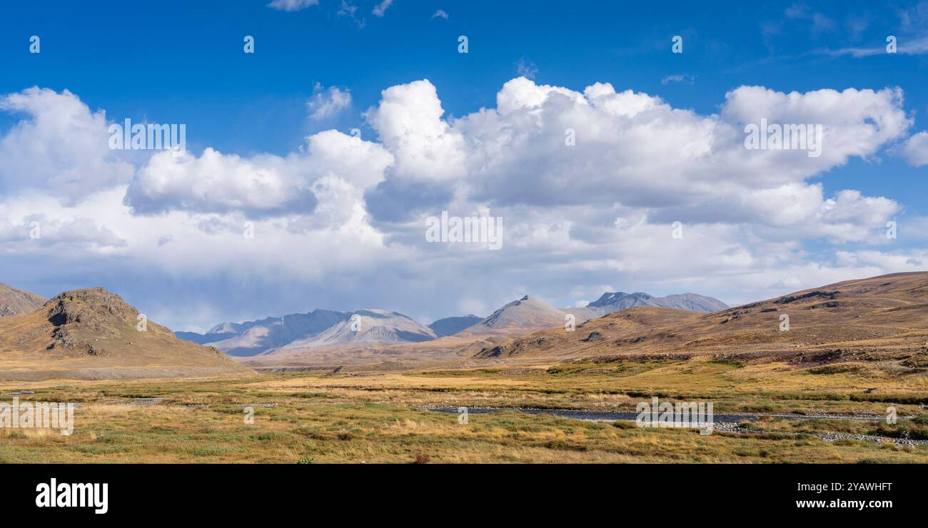 Scenic high-altitude landscape panorama in late summer, Deosai Plains ...