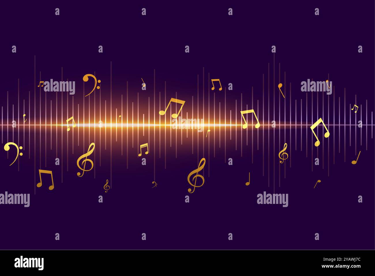 golden musical notes with audio beat for next cover track vector Stock ...
