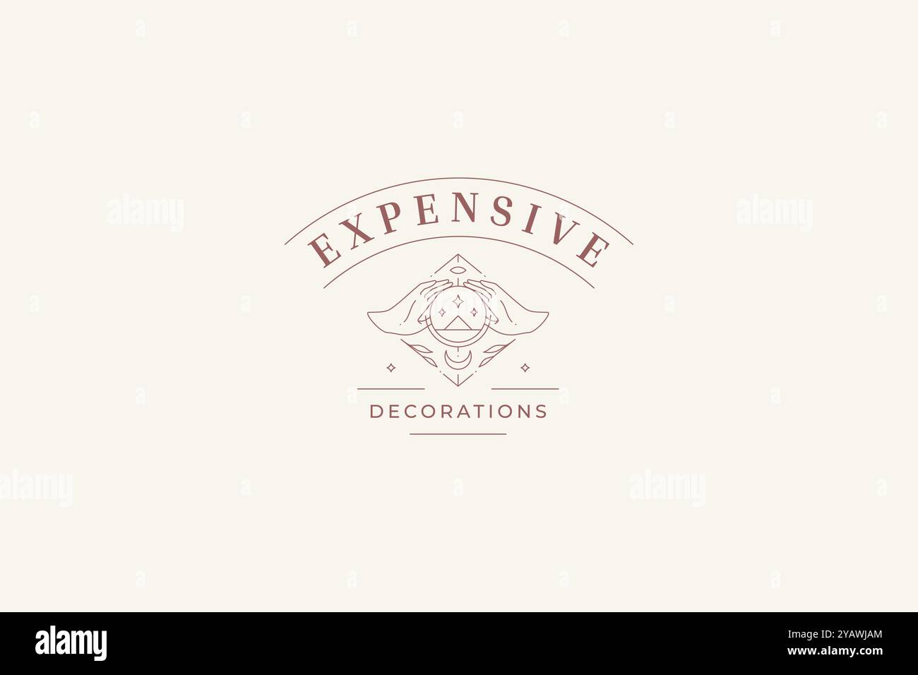 Lunar esoteric sacred botanical hands line art logo design template ...