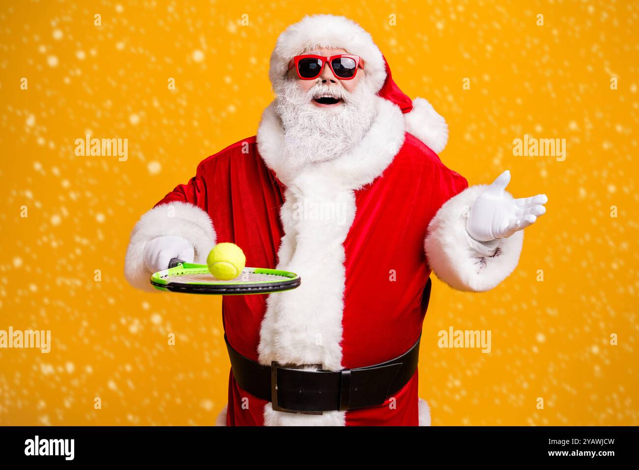 Portrait of his he nice attractive cheerful fat overweight Santa ...