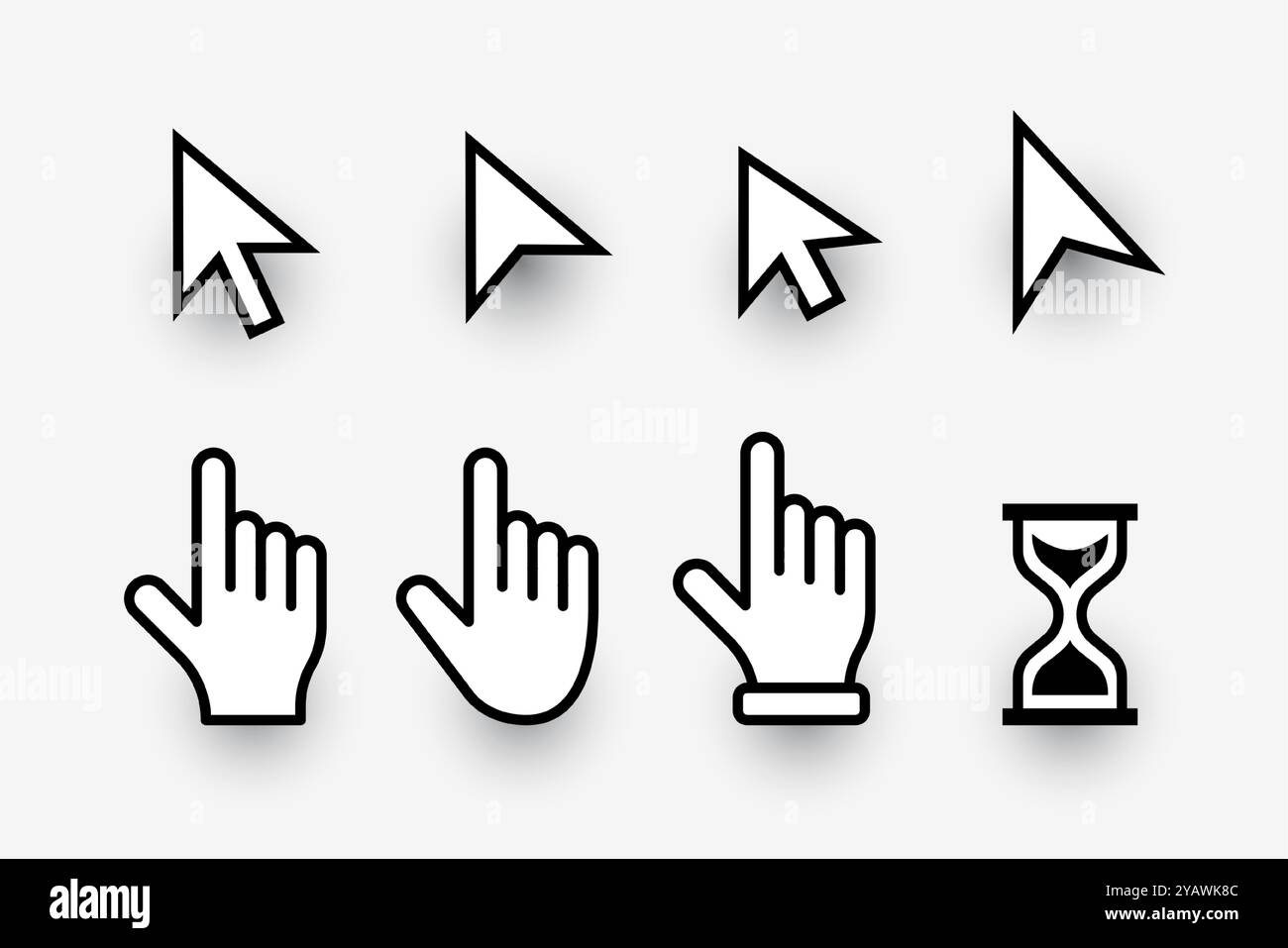 flat style computer hand finger pointer and hourglass sign design ...