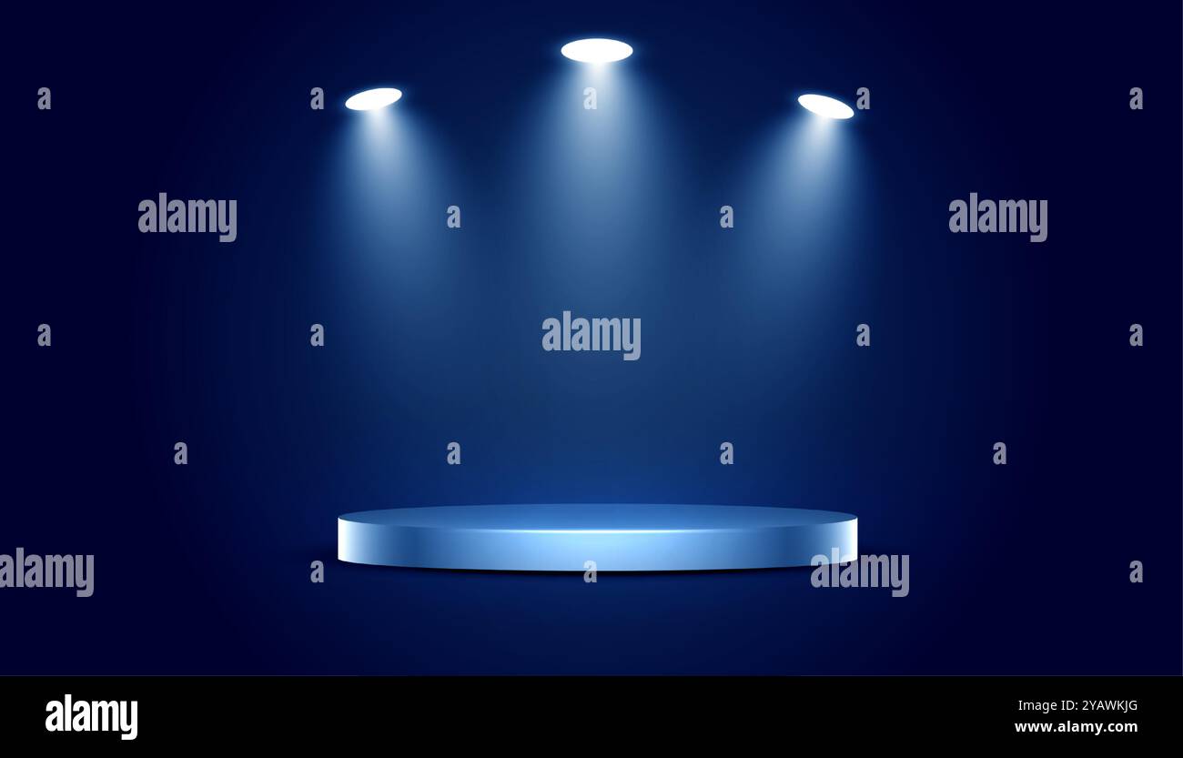 3d podium platform background with glowing spot light effect vector ...