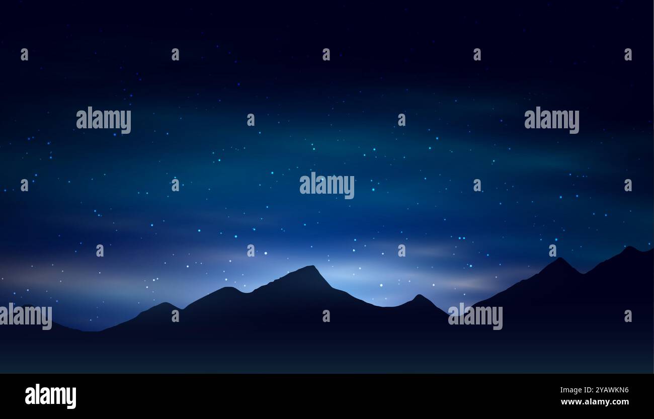 awe-inspiring beauty stunning night sky banner with mountain and star ...