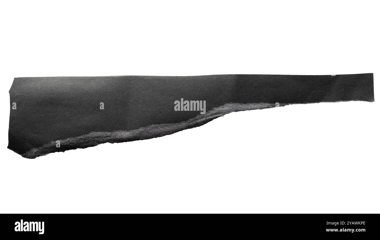 Torn long black paper for using as a text box on white background with ...
