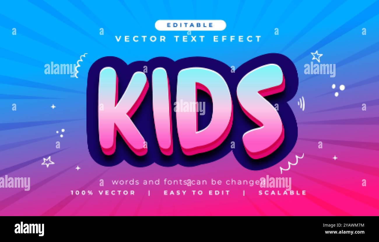 kids bold text effect editable comic template vector Stock Vector Image ...