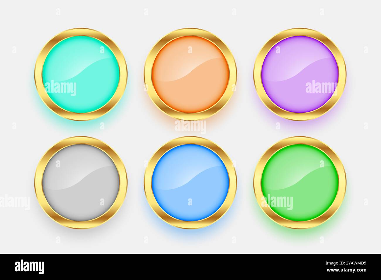 set of 3d golden circle buttons element design vector Stock Vector ...