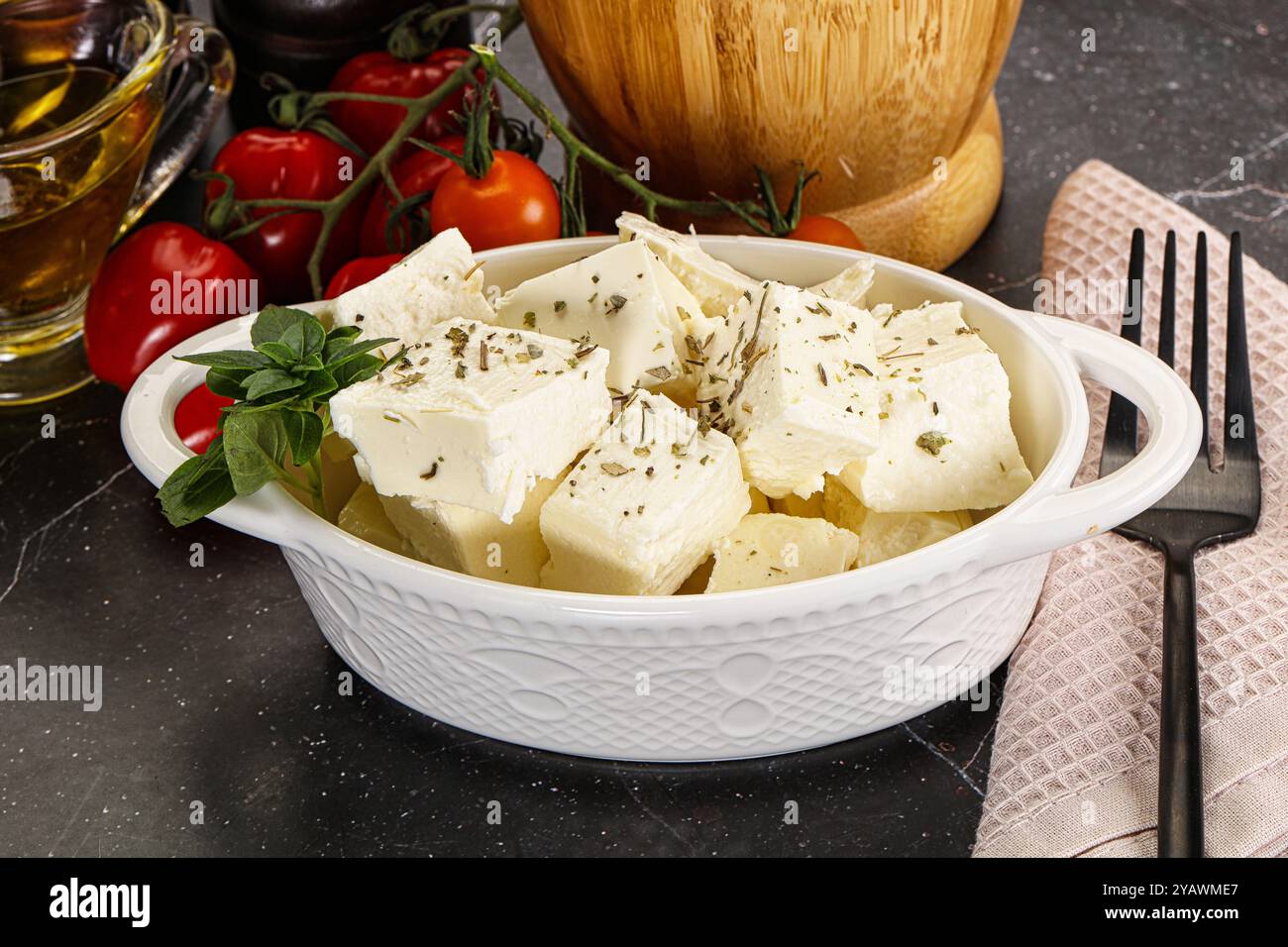 Cubes marinated feta cheese hi-res stock photography and images - Alamy
