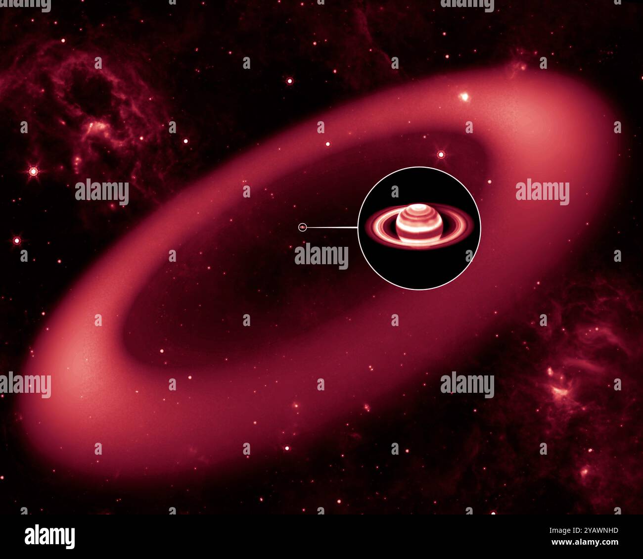 This artist's conception shows a nearly invisible ring around Saturn ...