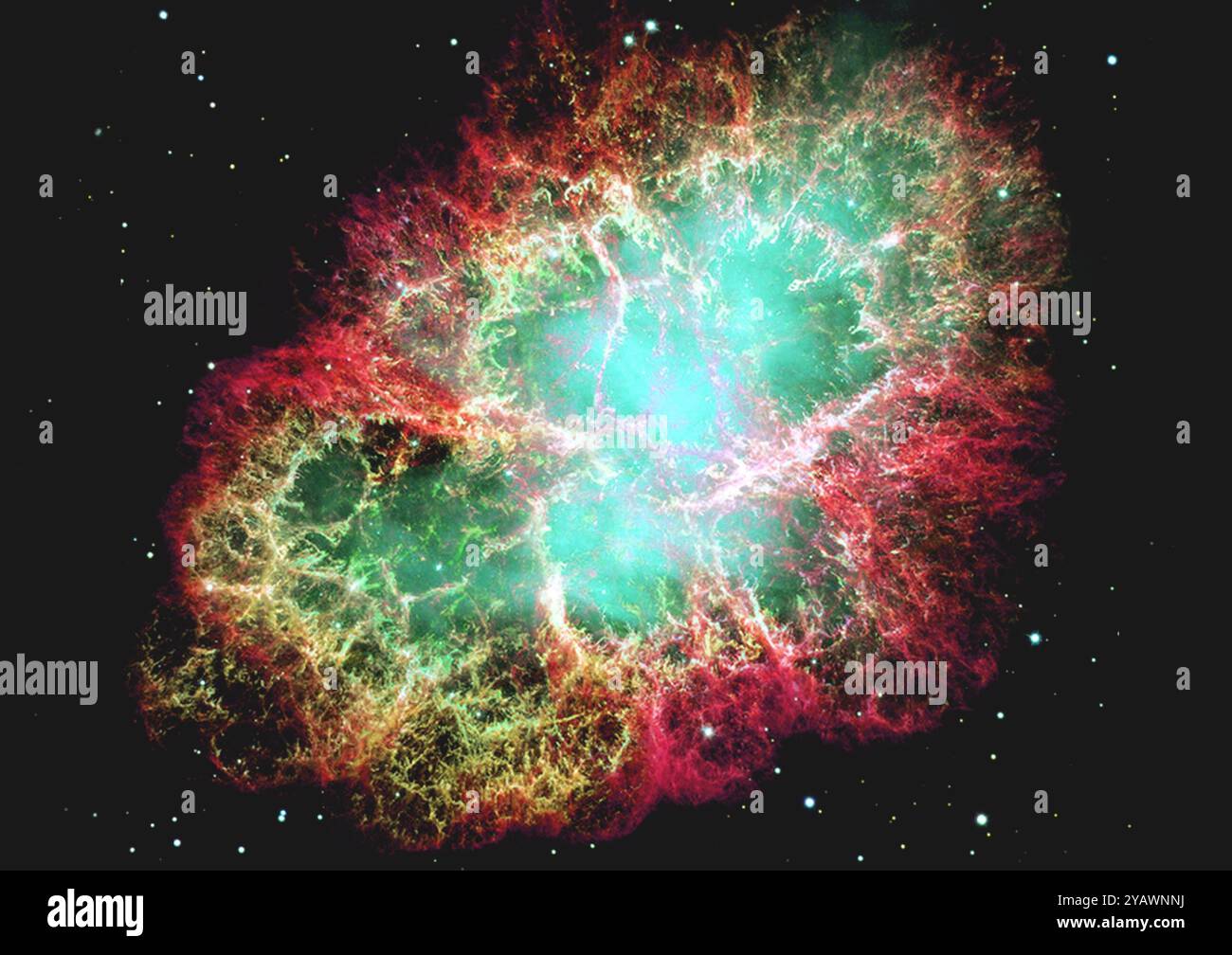 Mosaic image, taken by NASA's Hubble Space Telescope of the Crab Nebula ...