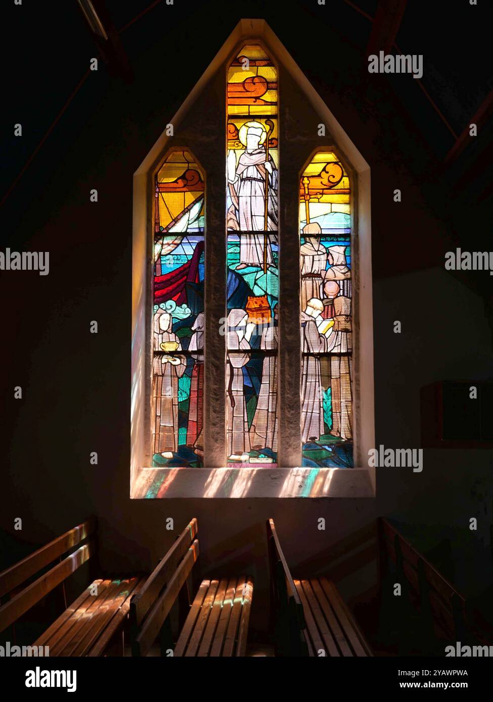 Brittany. The church in the small town of Loguivy in the Cotes d'Armor ...