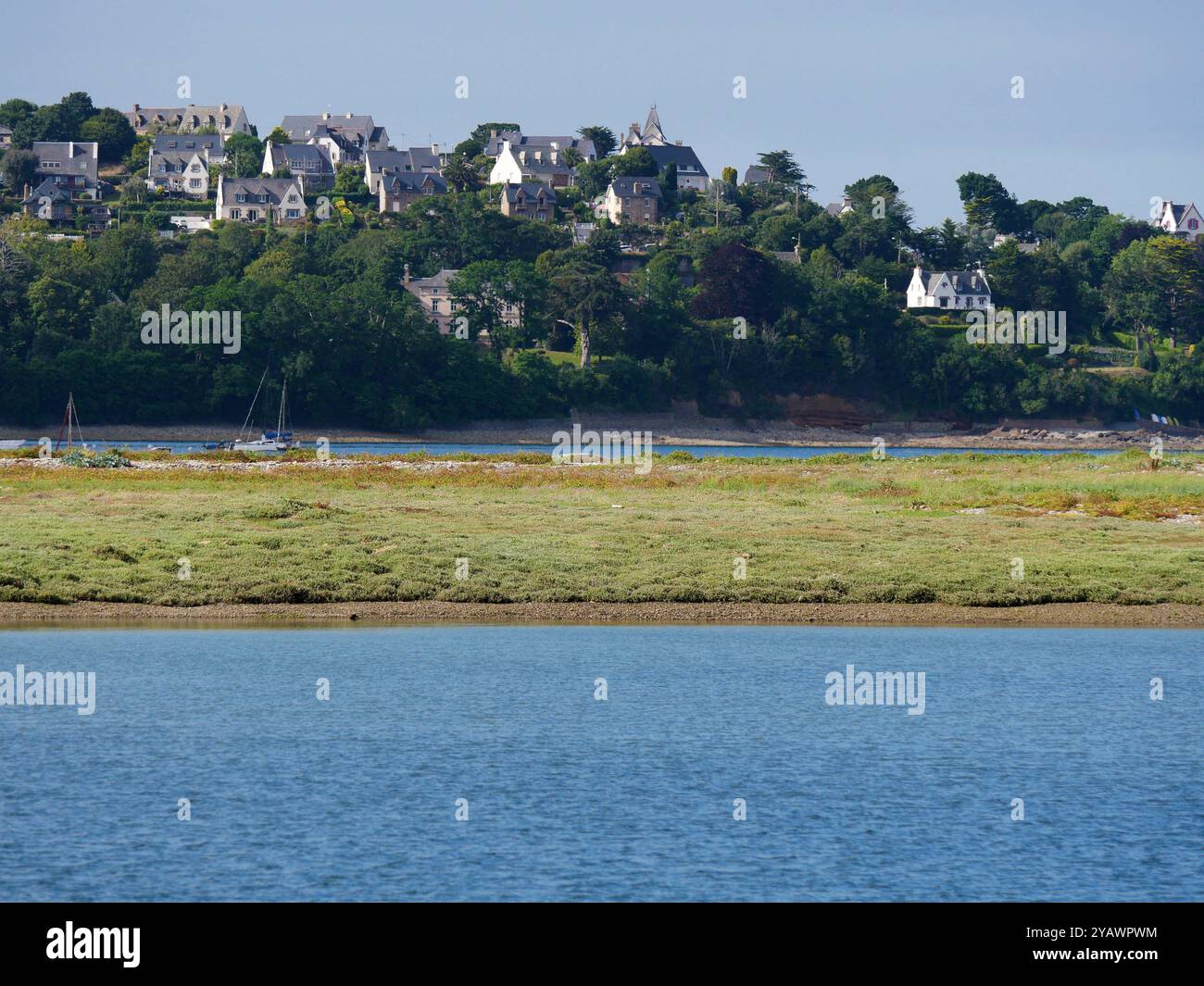 Brittany. The town of Perros-Guirec in the Cotes d'Armor, along the ...