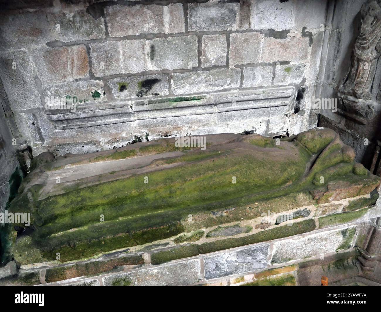 Brittany. Tomb of a knight in the Saint-Tugdual cathedral of Treguier ...