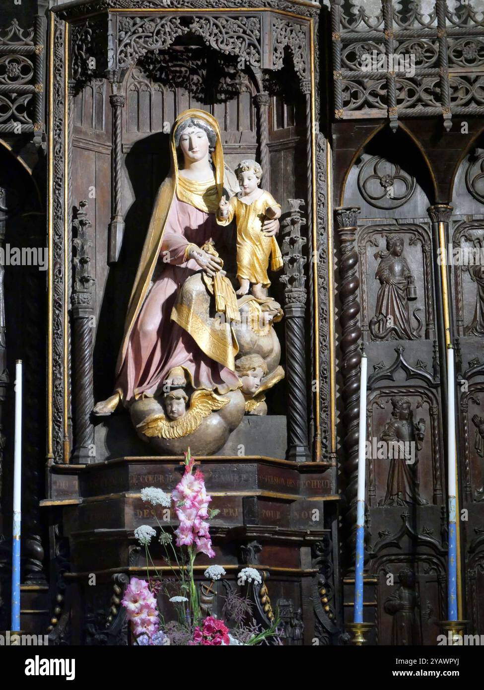 Brittany. Statue of the Virgin and Child in the Saint-Tugdual cathedral ...