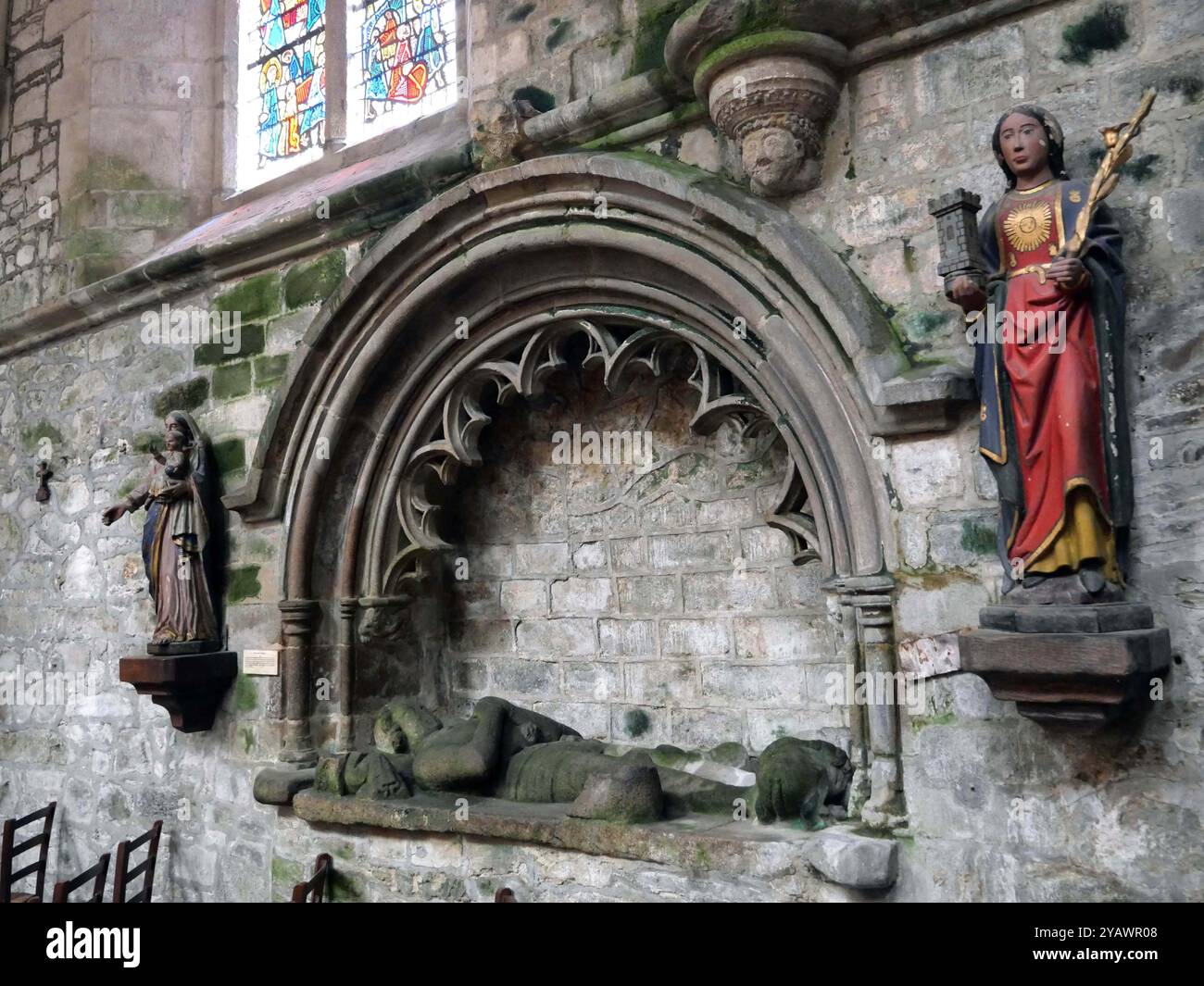 Brittany. Tomb of a knight in the Saint-Tugdual cathedral of Treguier ...