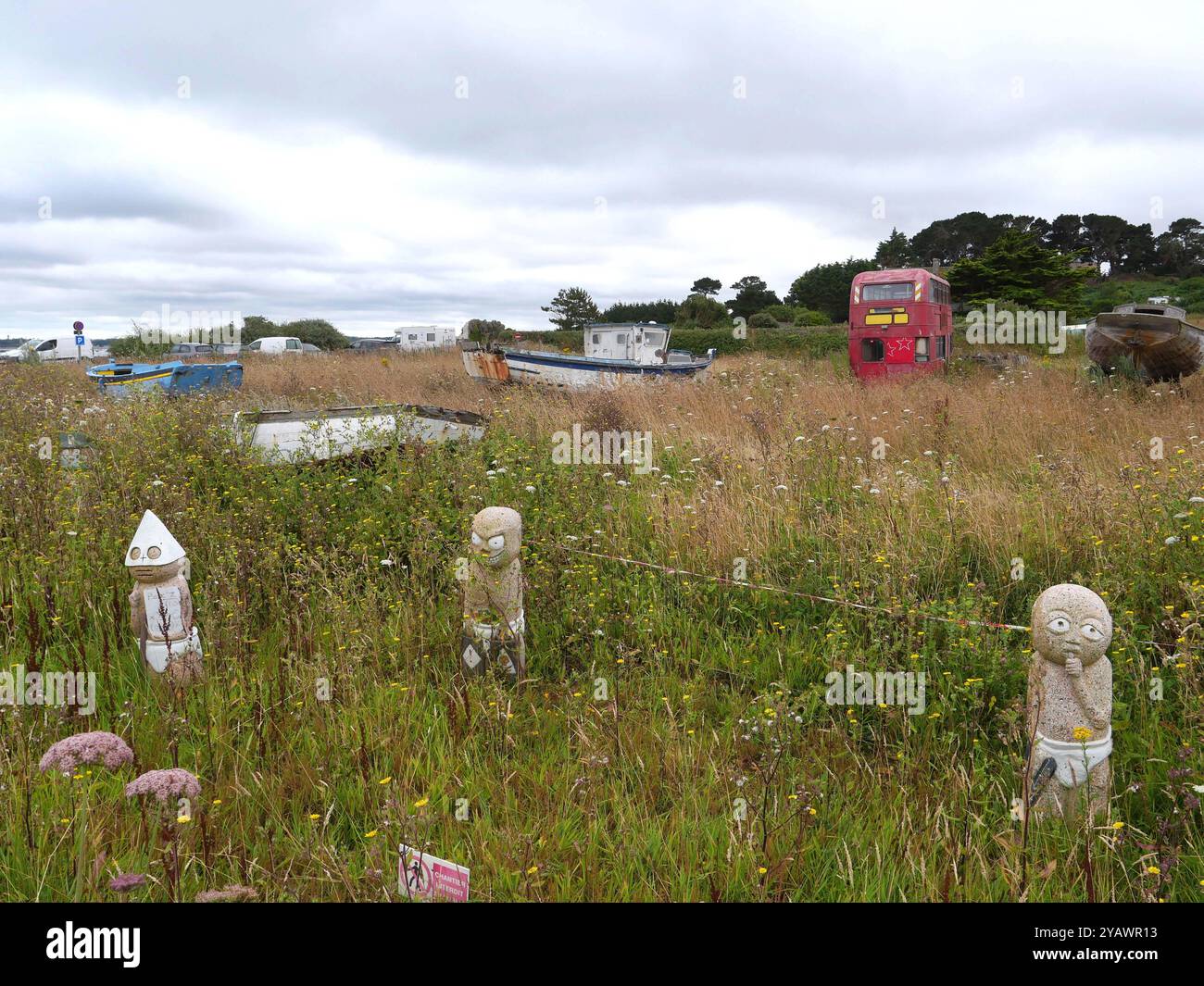 Brittany. The archaeological site of Porz Hir, at Pointe du Chateau in ...