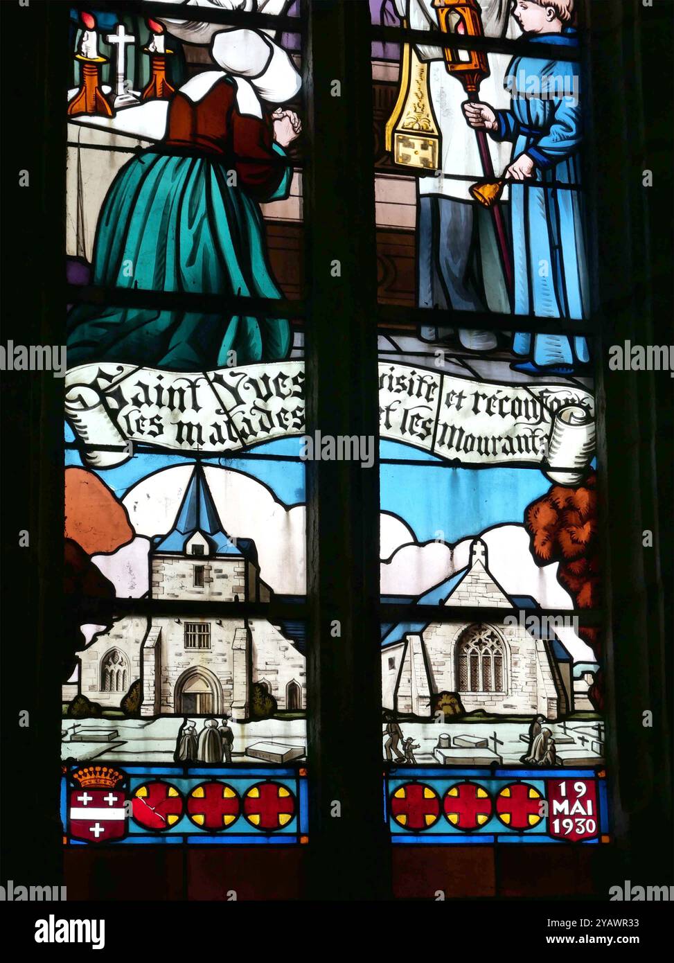 Brittany. Stained glass windows by Jacques-Charles Champigneulle in the ...