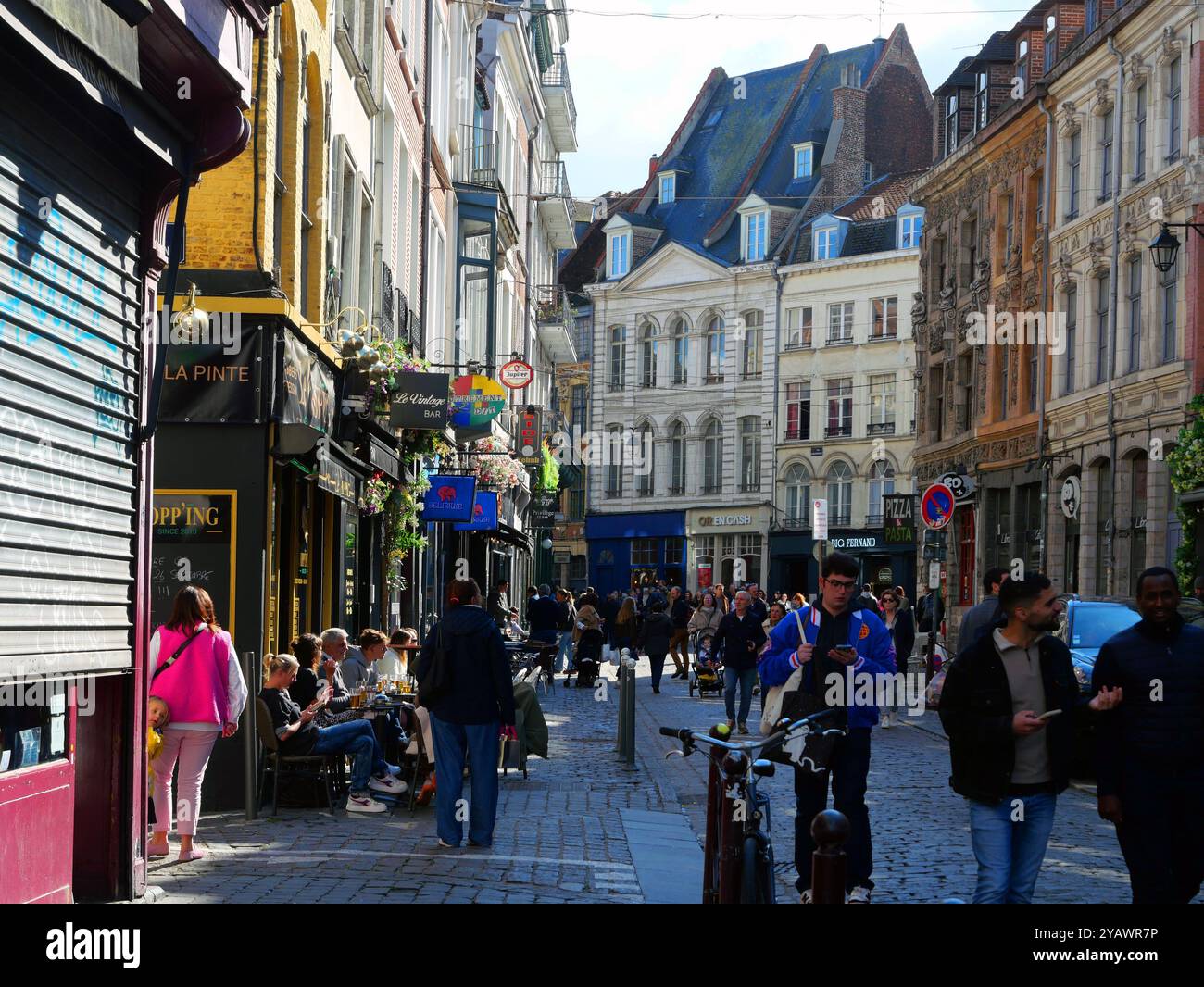 France. The brick houses with blue tile roofs of Lille real estate ...