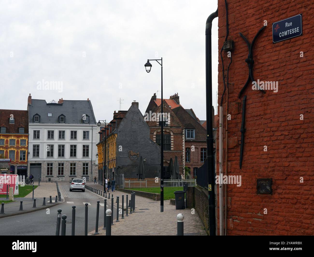 France. Lille's typical brick houses, place Louise de Bettignies ...