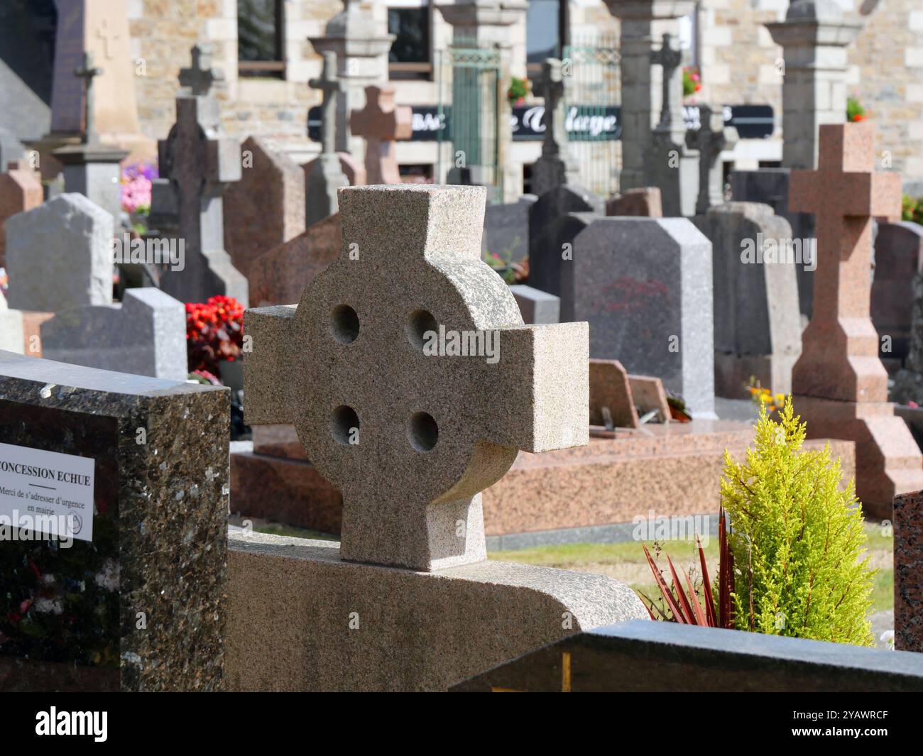 France. Brittany. The cemetery of the church of Louannec in the Côtes d ...