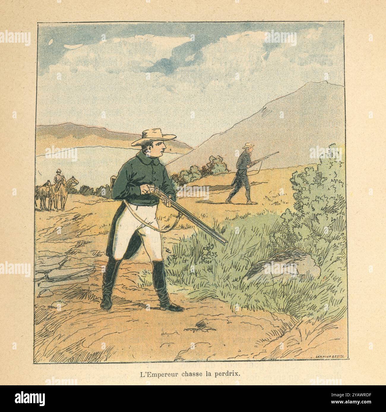Napoleon I hunting partridges on the island of St Helena during his ...