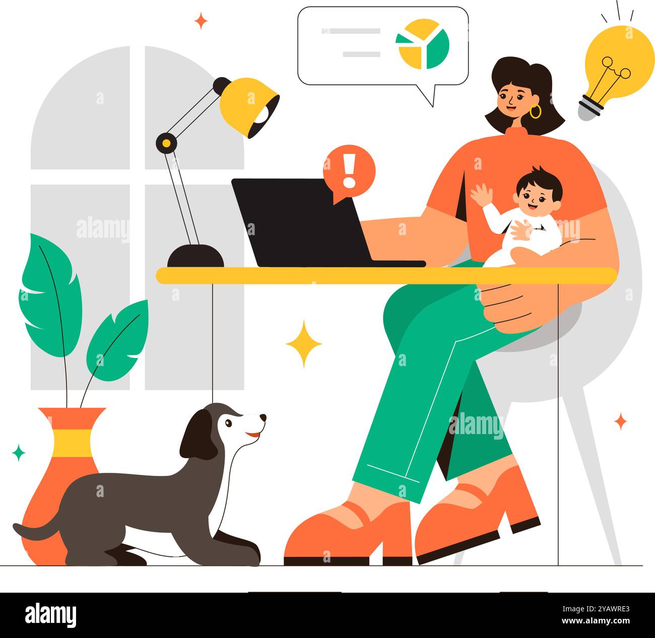 Working Mother Vector Illustration featuring a Mother who Juggles Work ...