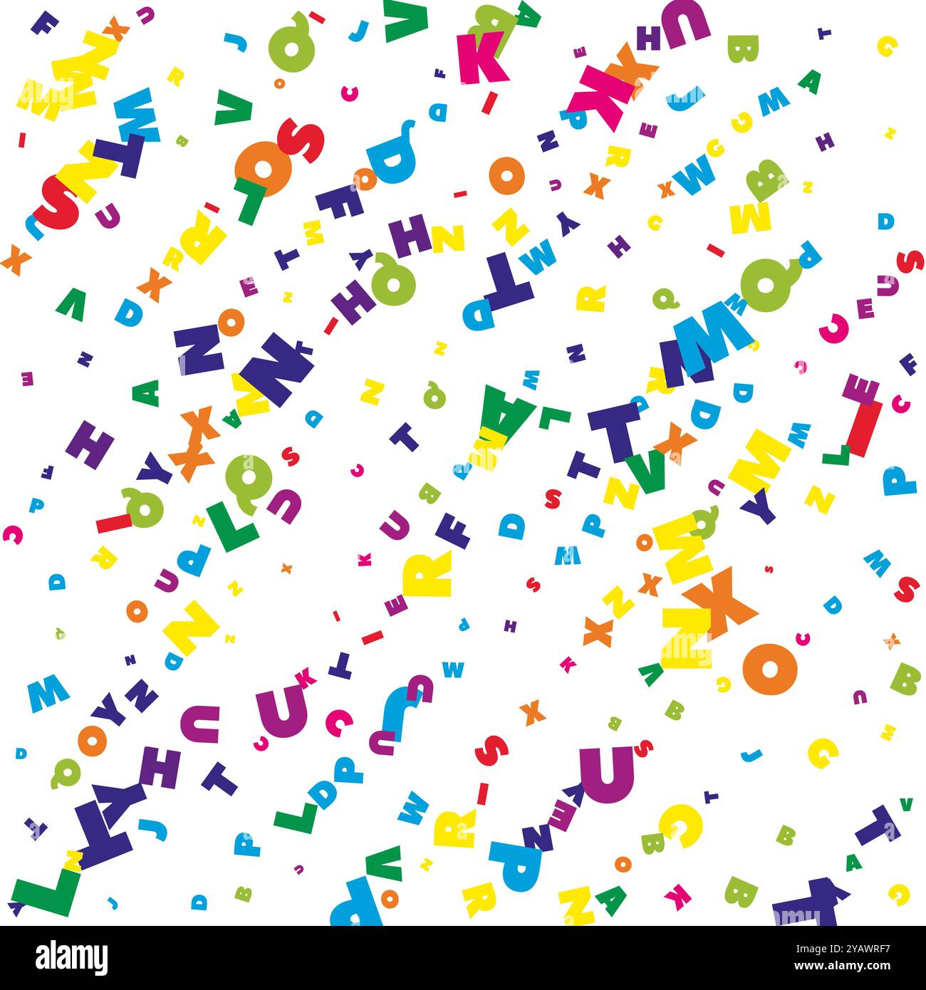 Falling letters of English language. Colorful childish flying ...