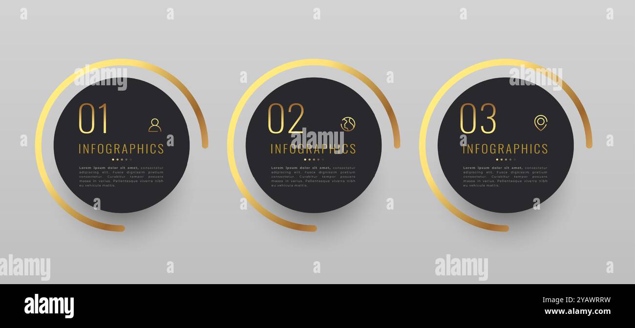 step by step infographic banner with golden touch for presentation ...