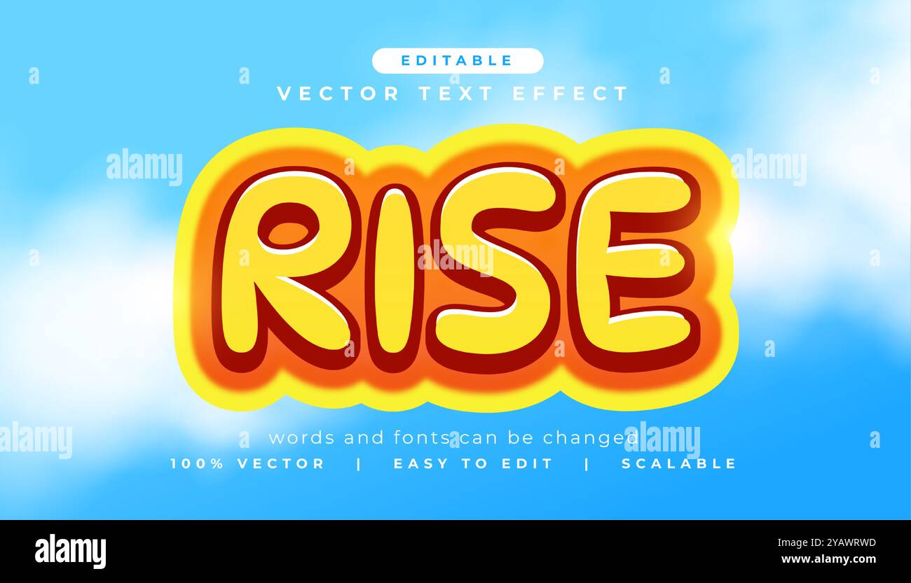 editable rise font text effect cloudy template vector Stock Vector ...