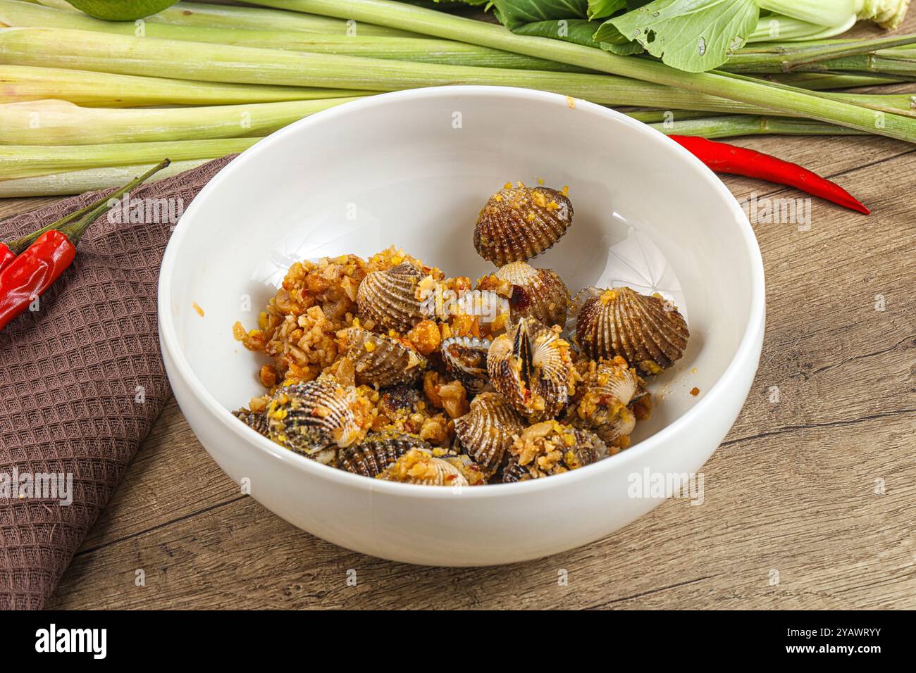 Blood Cockle Fried With Garlic and spices Stock Photo - Alamy