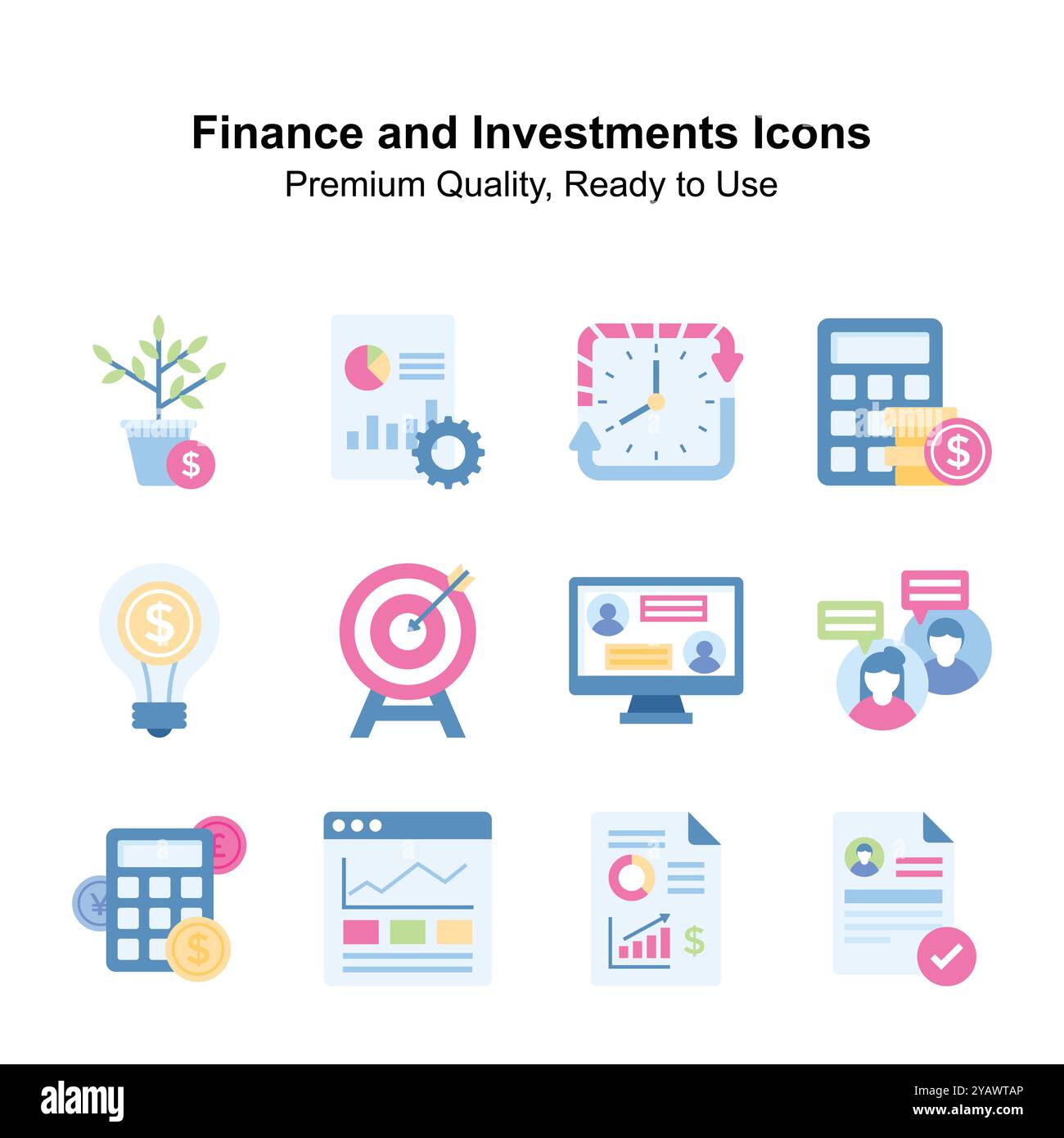 Finance and investment flat style vectors set, up for premium use Stock ...