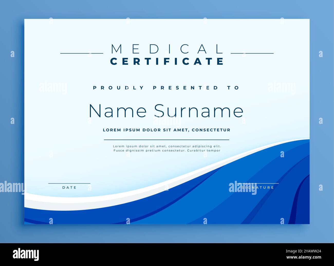 medical healthcare certificate template a paper of reward vector Stock ...