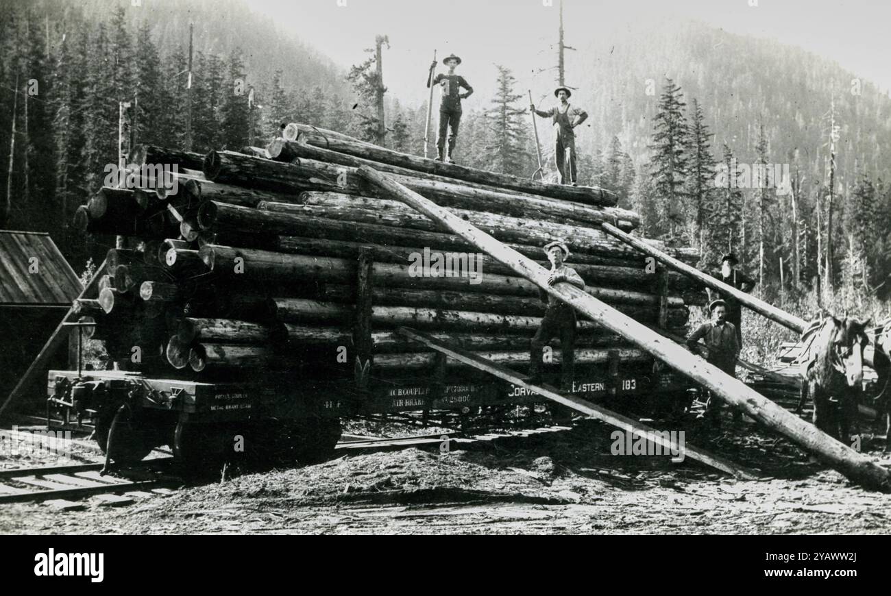 Corvallis And Eastern Railroad Logging Car, Oregon, 1900, Vintage ...