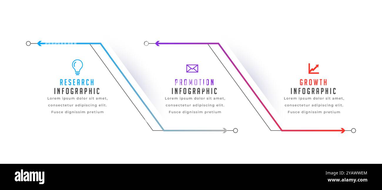 three step infographic timeline chart banner for corporate presentation ...