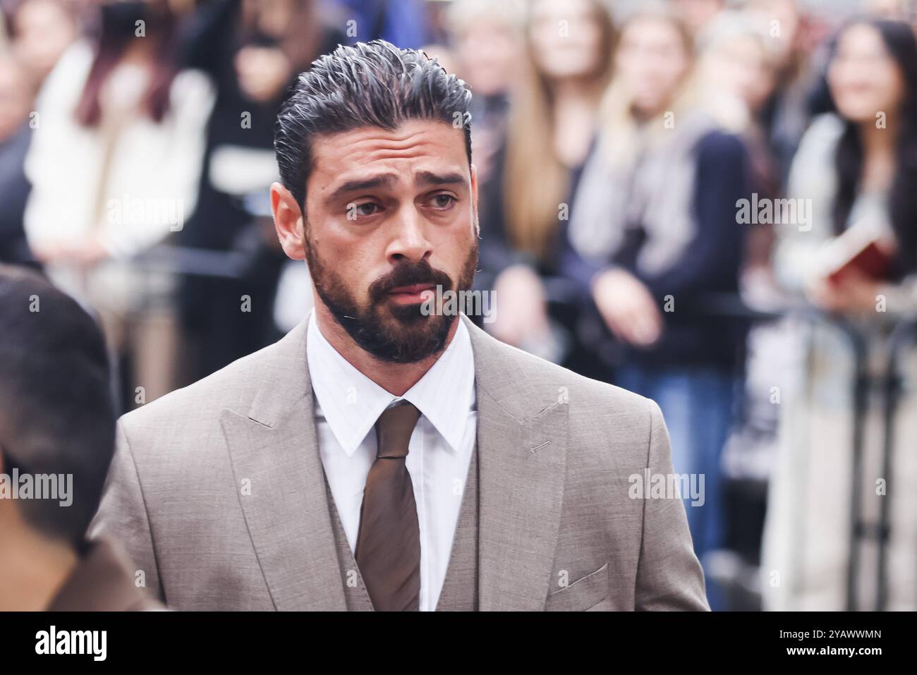 Michele Morrone attends the Boss Fashion Show during the Milan ...