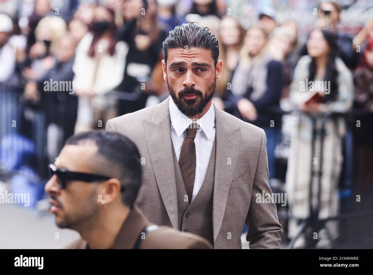 Michele Morrone attends the Boss Fashion Show during the Milan ...